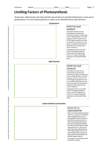 Limiting Factors of Photosynthesis Virtual Practical and Worksheets ...