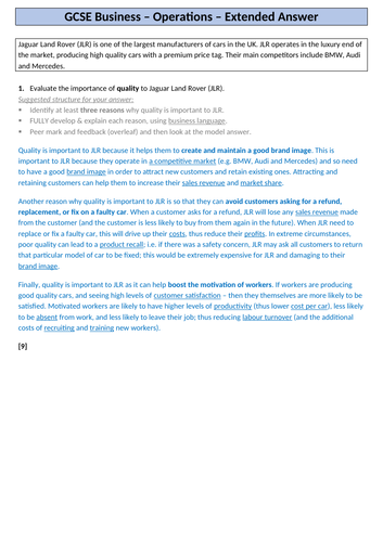 GCSE Business (9-1) OCR - Operations - Assessment & Revision resource ...