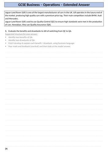 GCSE Business (9-1) OCR - Operations - Assessment & Revision resource ...
