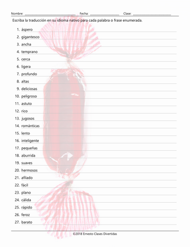 Comparative Adjectives Translating Spanish Worksheet | Teaching Resources