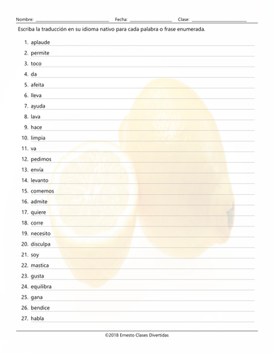 Present Simple Tense Translating Spanish Worksheet | Teaching Resources