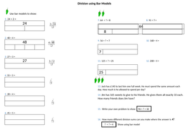 Maths Division Bar Models Differentiated | Teaching Resources
