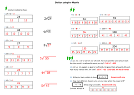 Maths Division Bar Models Differentiated | Teaching Resources