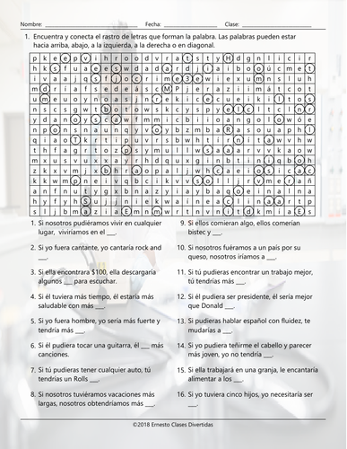 Conditional Sentences Type 2 Wacky Trails Spanish Worksheet | Teaching ...