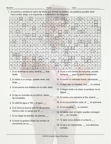 Conditional Sentences Types 0 and 1 Wacky Trails Spanish Worksheet ...