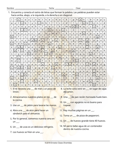 Container Words Spanish Wacky Trails Spanish Worksheet | Teaching Resources