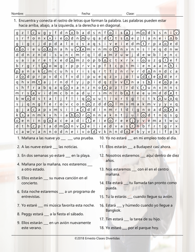 Future Continuous Tense Wacky Trails Spanish Worksheet | Teaching Resources