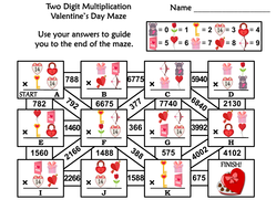 Two Digit Multiplication Activity: Valentine's Day Math Maze | Teaching ...