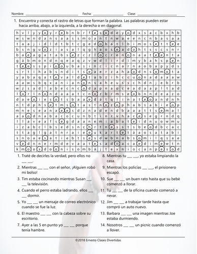 Past Continuous Tense Wacky Trails Spanish Worksheet | Teaching Resources