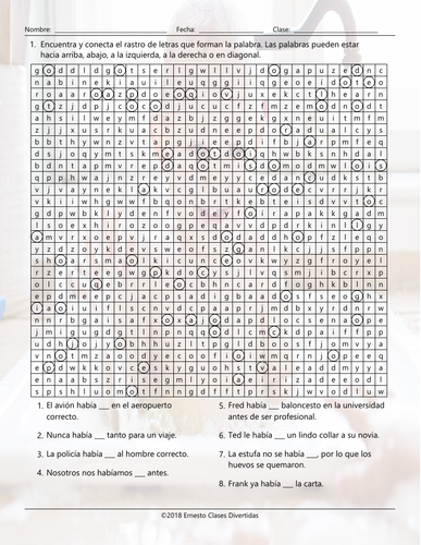 Past Perfect Tense Wacky Trails Spanish Worksheet | Teaching Resources