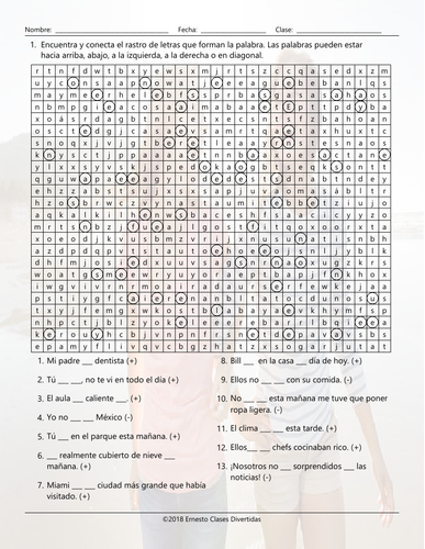 Past Simple with Verbs Estar and Ser Wacky Trails Spanish Worksheet ...