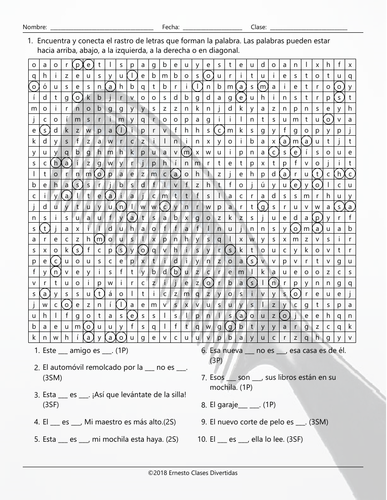 Possessive Pronouns Wacky Trails Spanish Worksheet | Teaching Resources