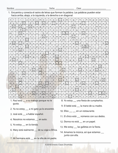 Present Continuous Tense Wacky Trails Spanish Worksheet | Teaching ...