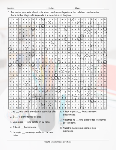 Present Simple Tense Wacky Trails Spanish Worksheet | Teaching Resources