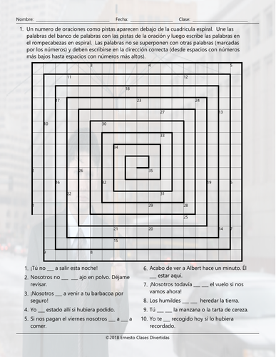 Possibility Modals Word Spiral Spanish Worksheet | Teaching Resources