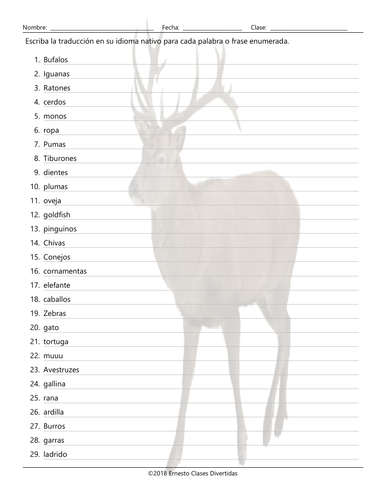 Animals Translating Spanish Worksheet | Teaching Resources Animals Translating Spanish Worksheet | Teaching Resources