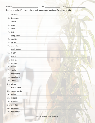 Bad Bosses are Bad Business Translating Spanish Worksheet | Teaching ...