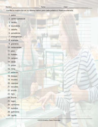 City versus Country Translating Spanish Worksheet | Teaching Resources