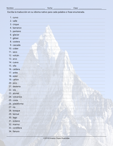 Geology and Planet Earth Translating Spanish Worksheet | Teaching Resources