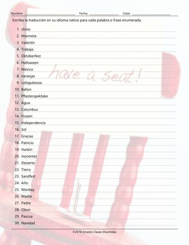 Holidays and Festivals Around the World Translating Spanish Worksheet ...