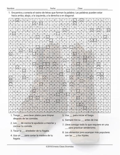 Camping Things and Activities Wacky Trails Spanish Worksheet | Teaching ...