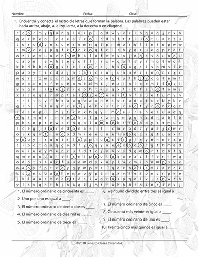 Cardinal and Ordinal Numbers Wacky Trails Spanish Worksheet | Teaching ...
