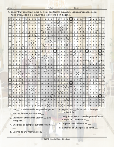 City versus Country Wacky Trails Spanish Worksheet | Teaching Resources