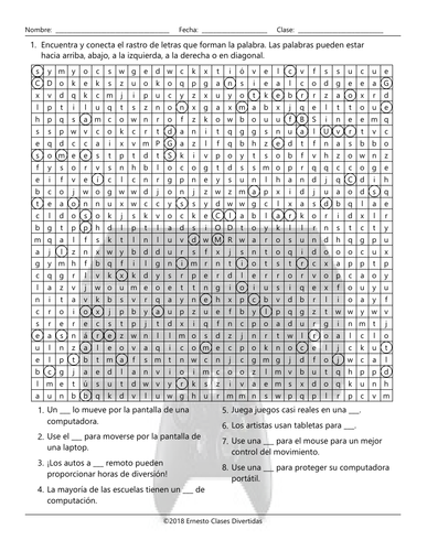 Computer Technology Wacky Trails Spanish Worksheet | Teaching Resources