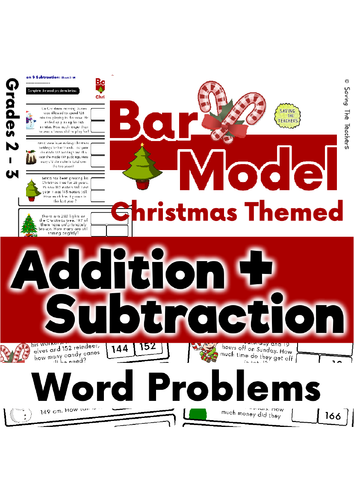 Christmas Addition and Subtraction Bar Model Word Problems - Years 3 ...