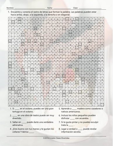 Free Time and Hobbies Wacky Trails Spanish Worksheet | Teaching Resources