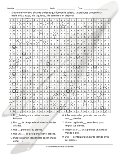 Health and Personal Hygiene Wacky Trails Spanish Worksheet | Teaching ...