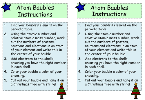 Christmas Chemistry Atoms | Teaching Resources