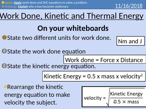 GCSE Physics: Work Done, Kinetic and Thermal Energy | Teaching Resources