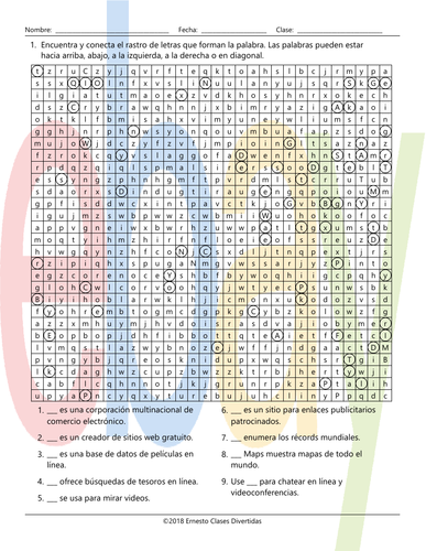 Internet Sites Wacky Trails Spanish Worksheet | Teaching Resources