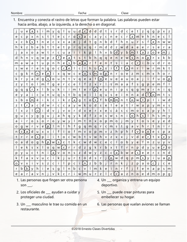 Jobs and Professions Wacky Trails Spanish Worksheet | Teaching Resources