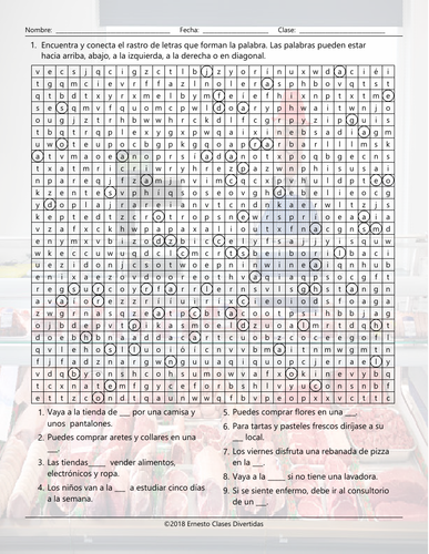Places and Buildings Wacky Trails Spanish Worksheet | Teaching Resources
