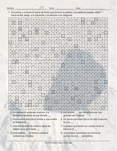 Space and Astronomy Wacky Trails Spanish Worksheet | Teaching Resources