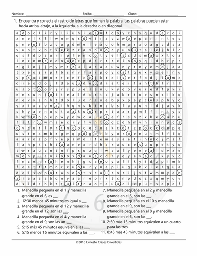 Telling Time Wacky Trails Spanish Worksheet | Teaching Resources