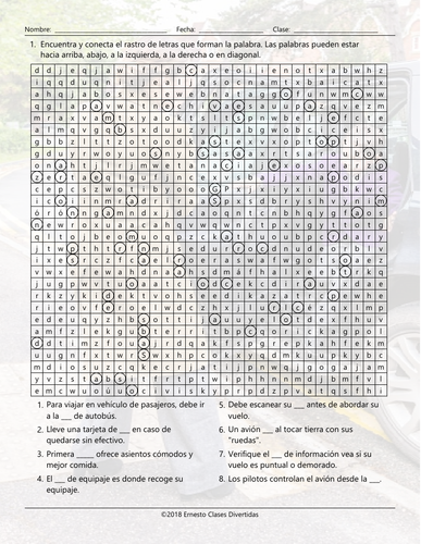 Travel Items and Modes Wacky Trails Spanish Worksheet | Teaching Resources