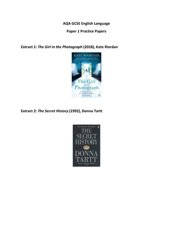 AQA GCSE English Paper 1 Practice Papers | Teaching Resources