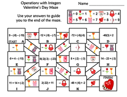 Operations with Integers Activity: Valentine's Day Math Maze | Teaching ...
