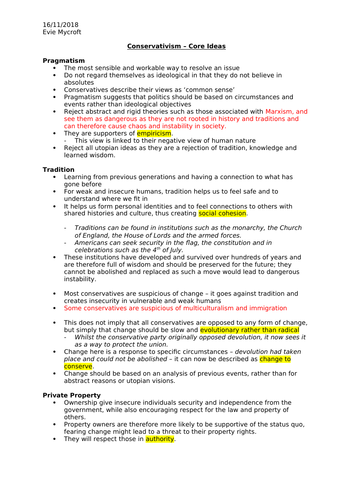 Summary of core ideas within political thought | Teaching Resources