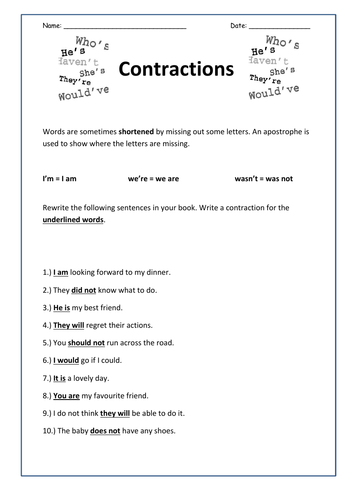 Contractions and Apostrophes | Teaching Resources