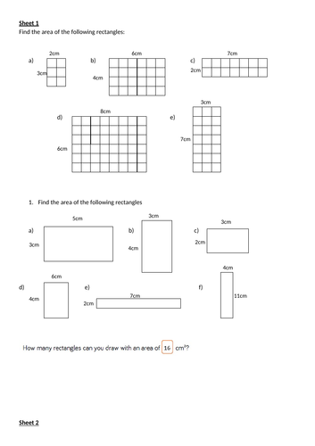 area and perimeter unit - worksheets and challenges - Y5 | Teaching ...