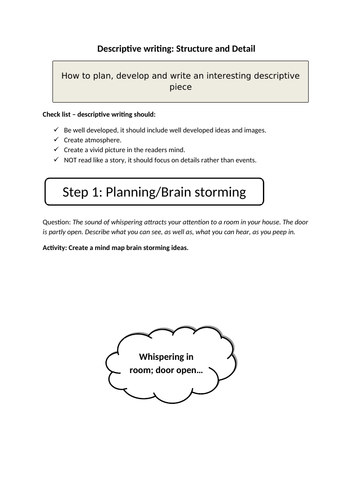 English Descriptive Writing Practice | Teaching Resources