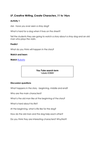 Create Engaging Characters: Creative Writing Lessons & Resources _11 to ...