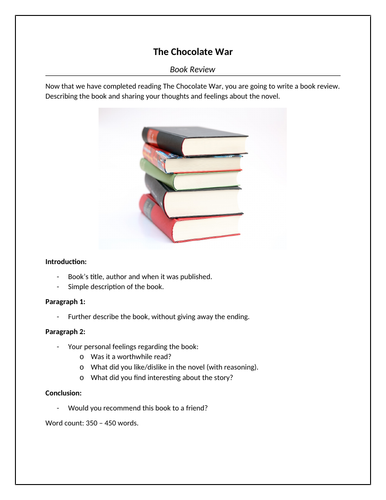 The Chocolate War English Writing Tasks | Teaching Resources