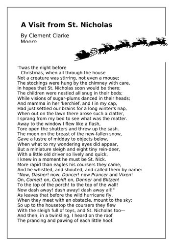 Twas the Night Before Christmas Poem: PPT, Worksheets and Activities ...