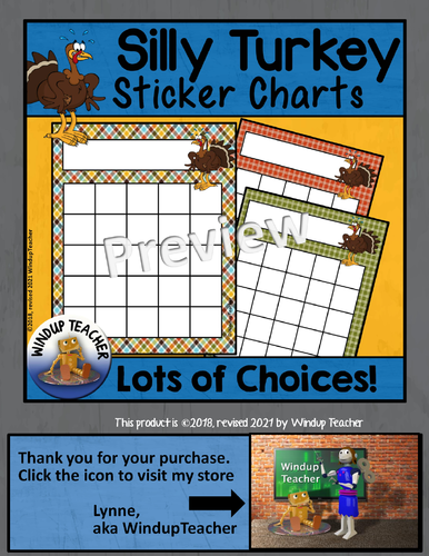 Silly Turkey Sticker Charts | Teaching Resources