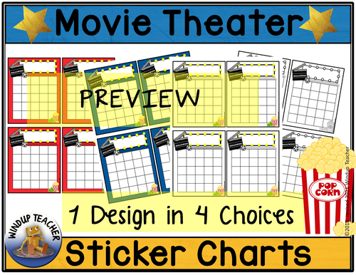 Movie Themed Incentive Reward Sticker Charts | Teaching Resources